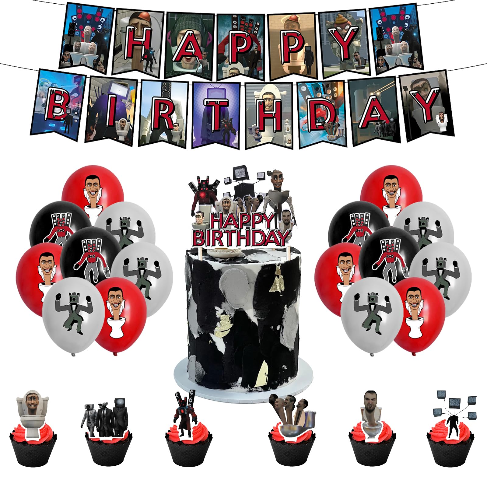 Skibidi Toilet Birthday Decorations Skibidi Party Supplies Skibidi ...