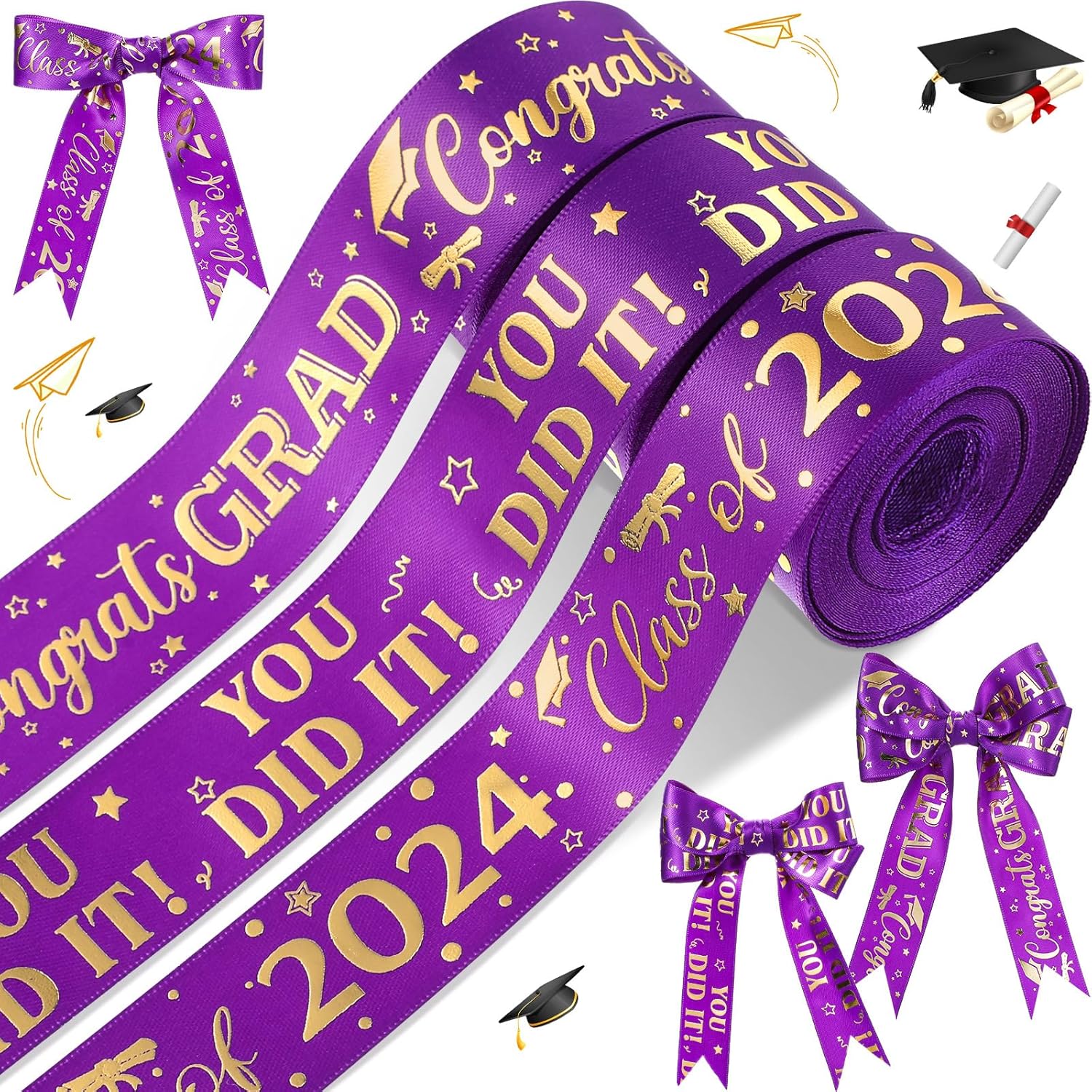 Amazon.com: Moukeren 3 Roll Class of 2025 Graduation Ribbon Graduation ...