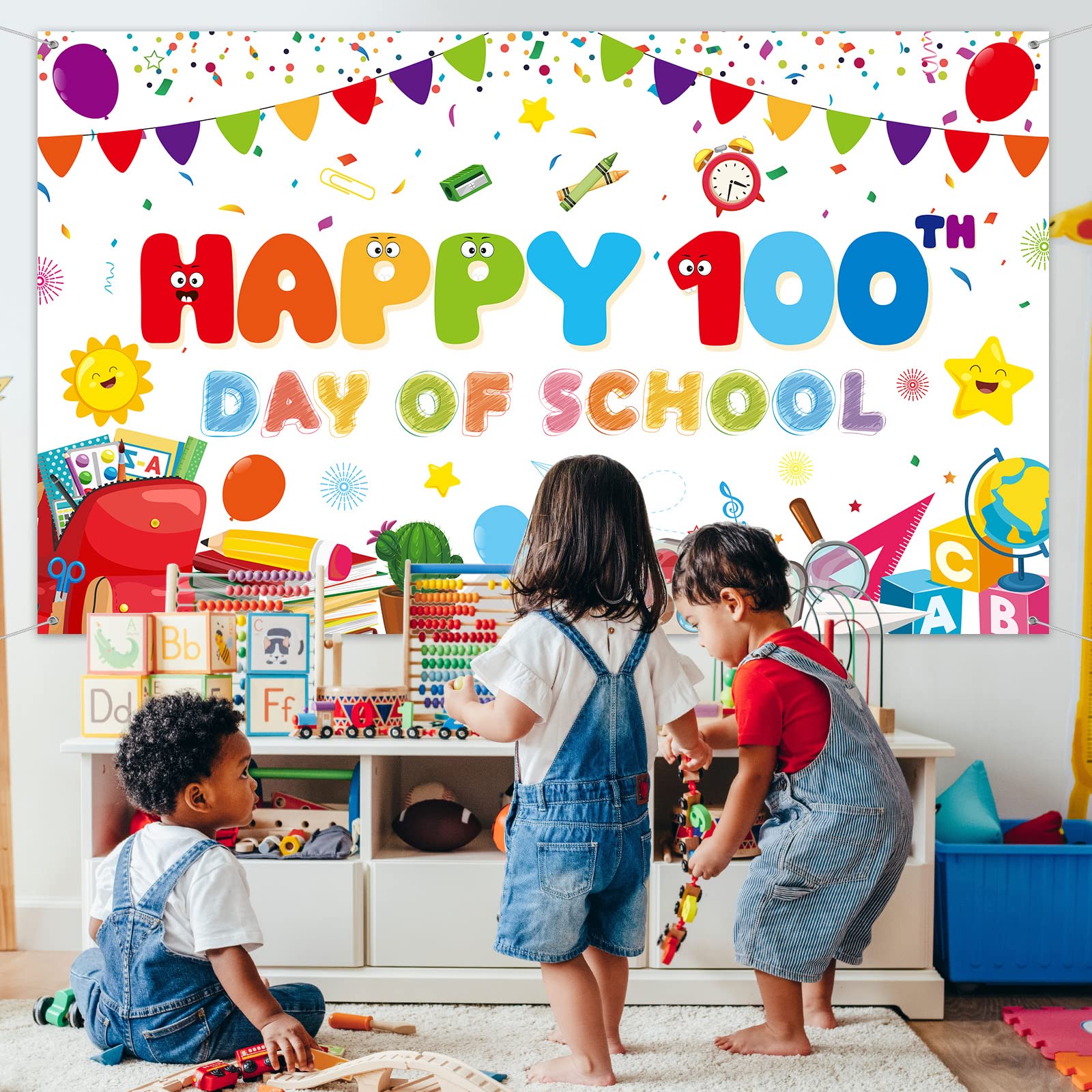 Snapklik.com : Happy 100 Days Of School Banner Decoration,100th Day Of ...