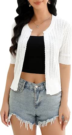 Short Sleeve Lightweight Summer Cardigan for Women, Button Down Open ...