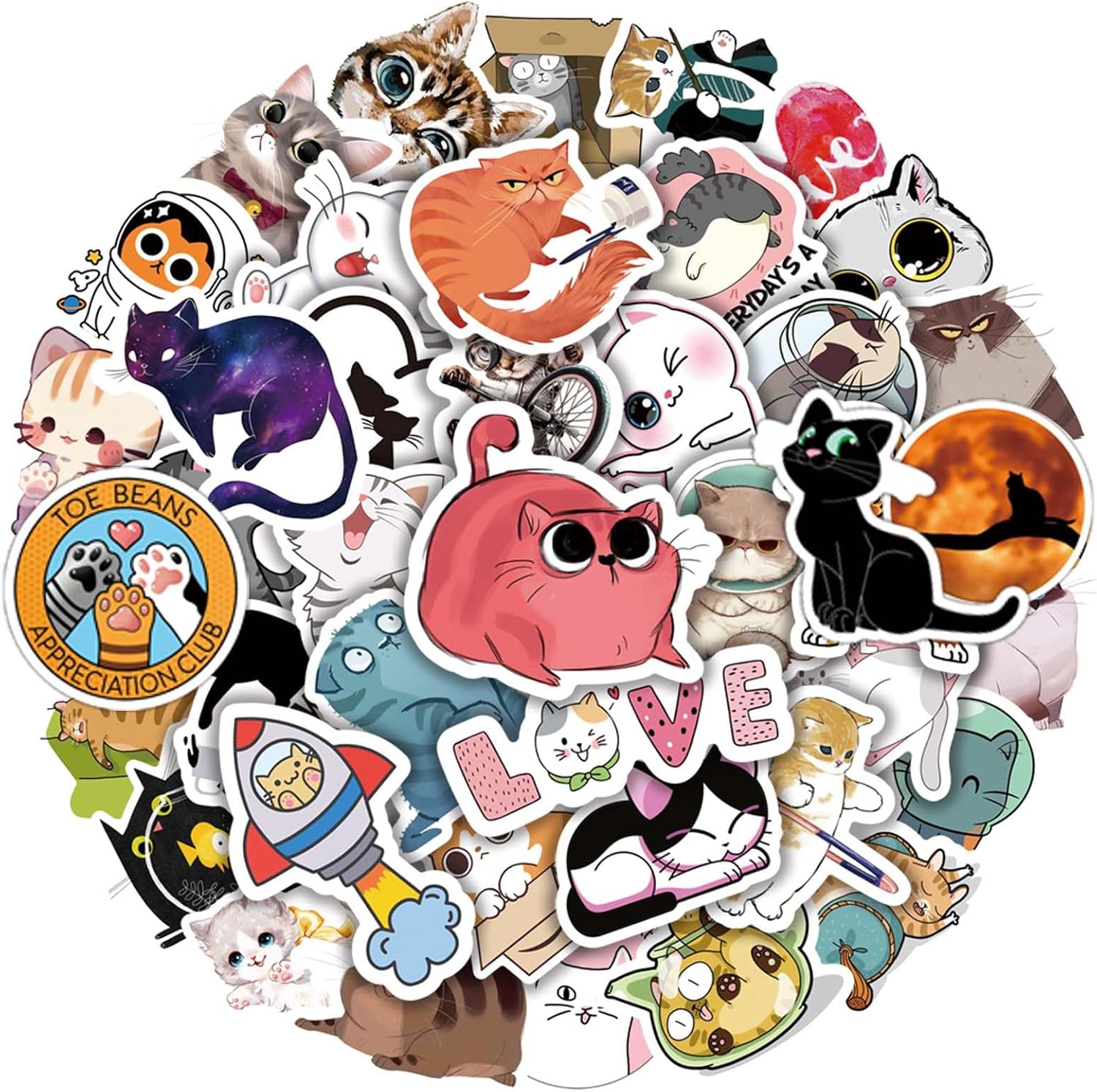 Amazon.com: Cute Cat Stickers for Water Bottles, 50 PCS/Pack Vinyl ...