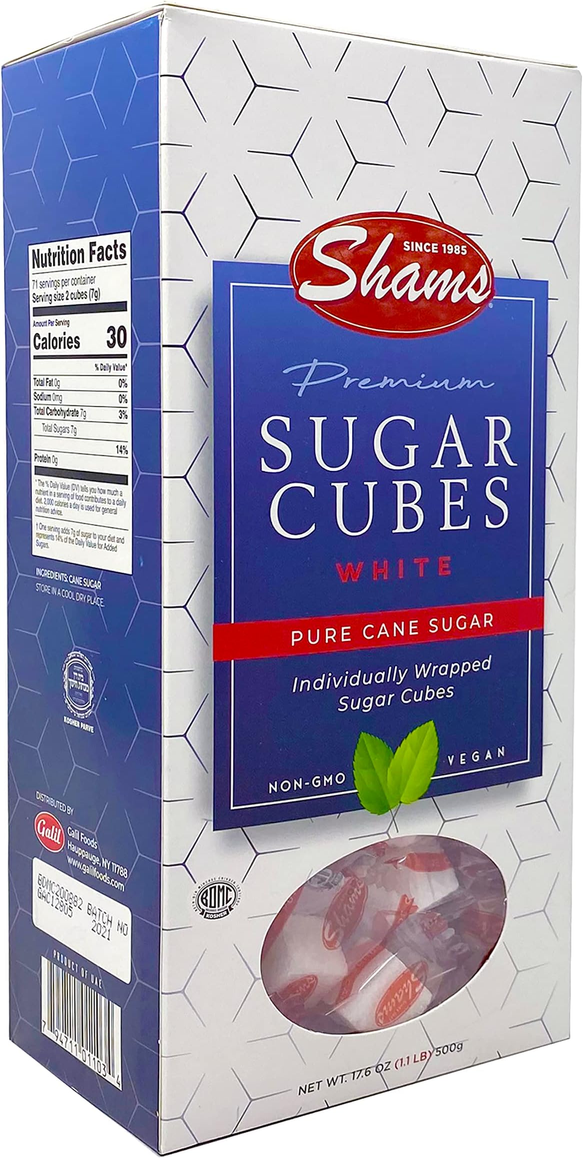 Amazon.com: Shams Kosher Sugar Cubes – White Pure Cane Sugar Cubes, Non ...