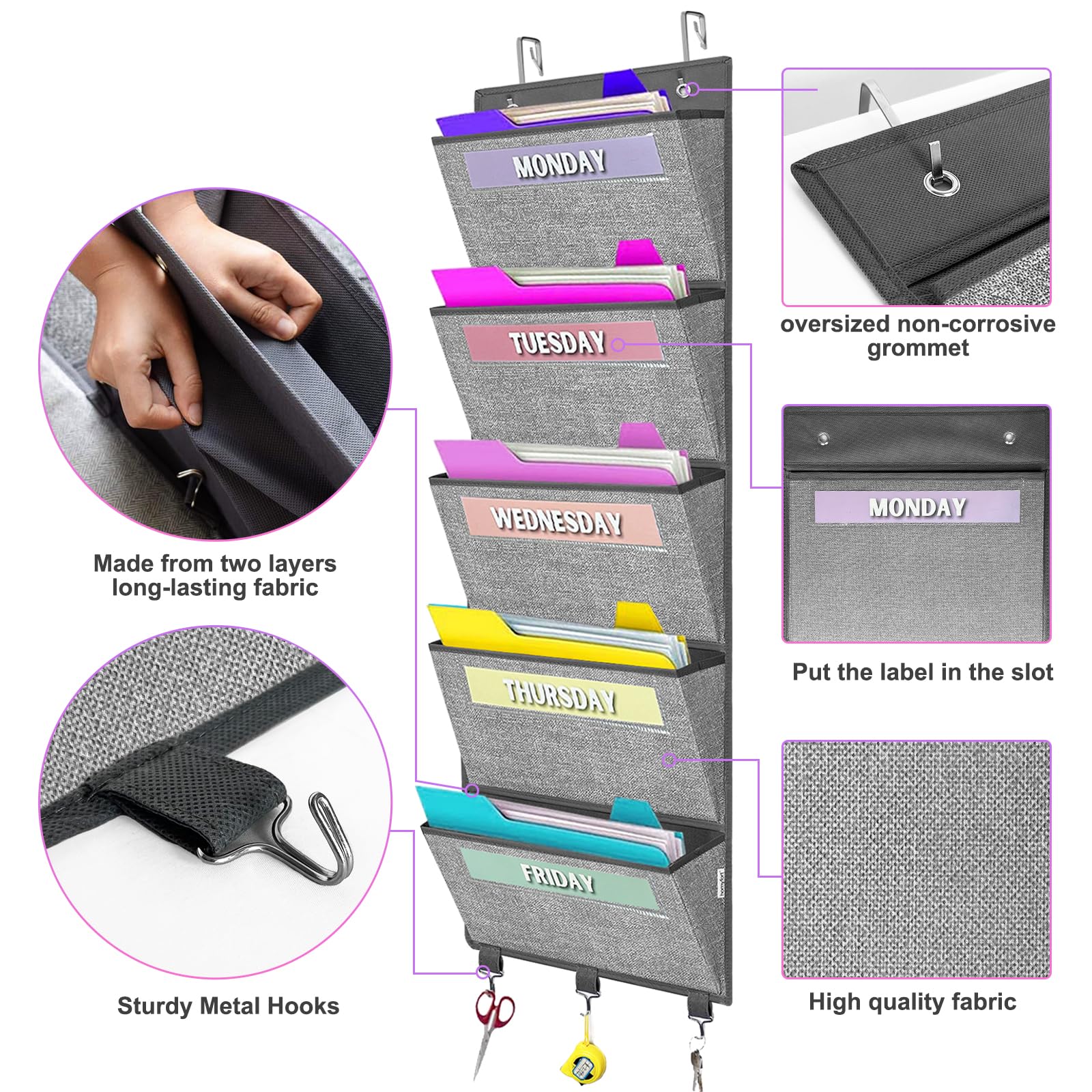 Snapklik.com : Homyfort Over The Door Hanging File Organizer, Weekly ...