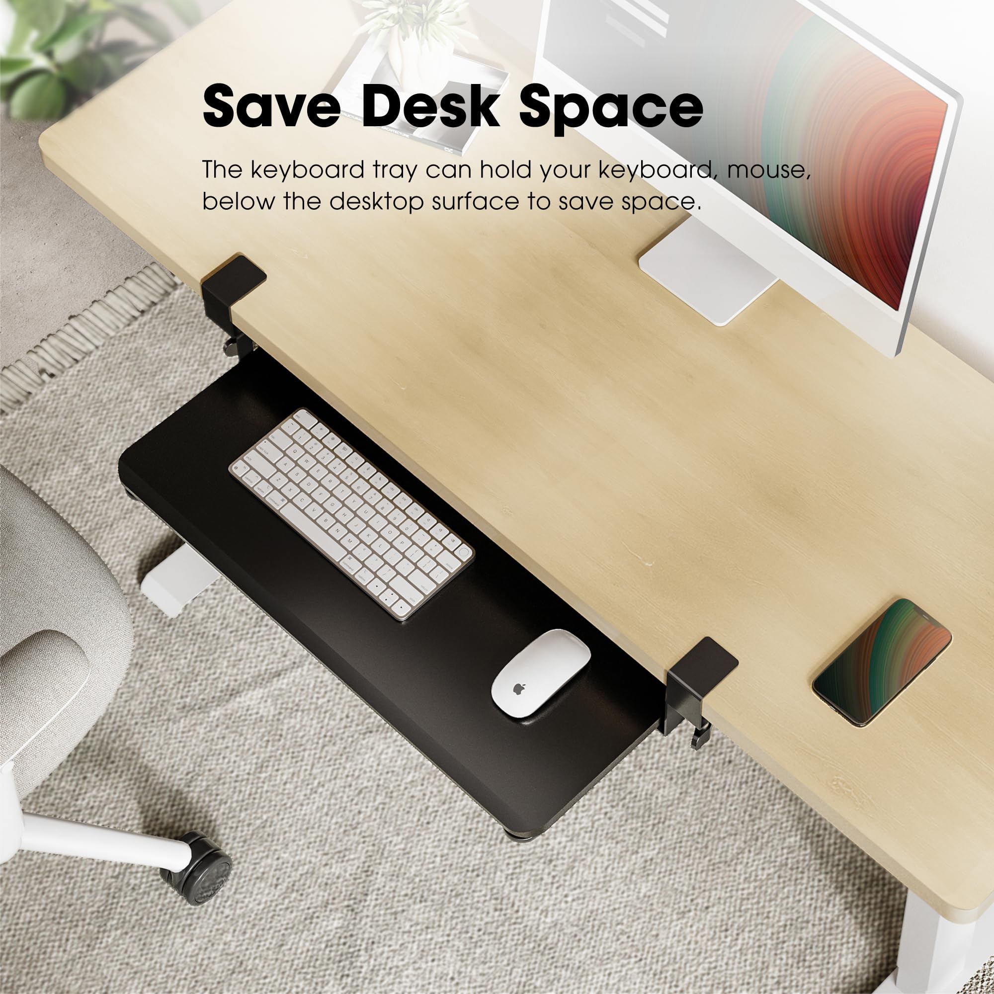 Fenge Keyboard Tray Under Desk, Pull Out Keyboard & Mouse