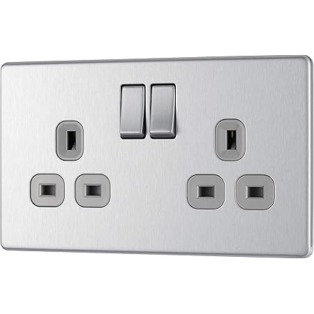 BG Electrical Double Switched Screwless Flat Plate Power Socket ...