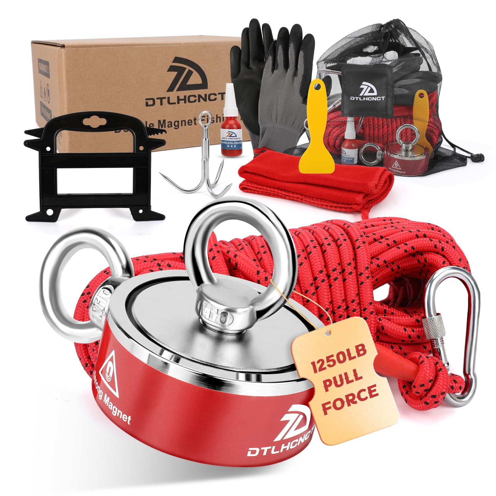 DTLHCNCT Magnet Fishing Kit,1250 lbs Double Sided Strong Magnet with ...