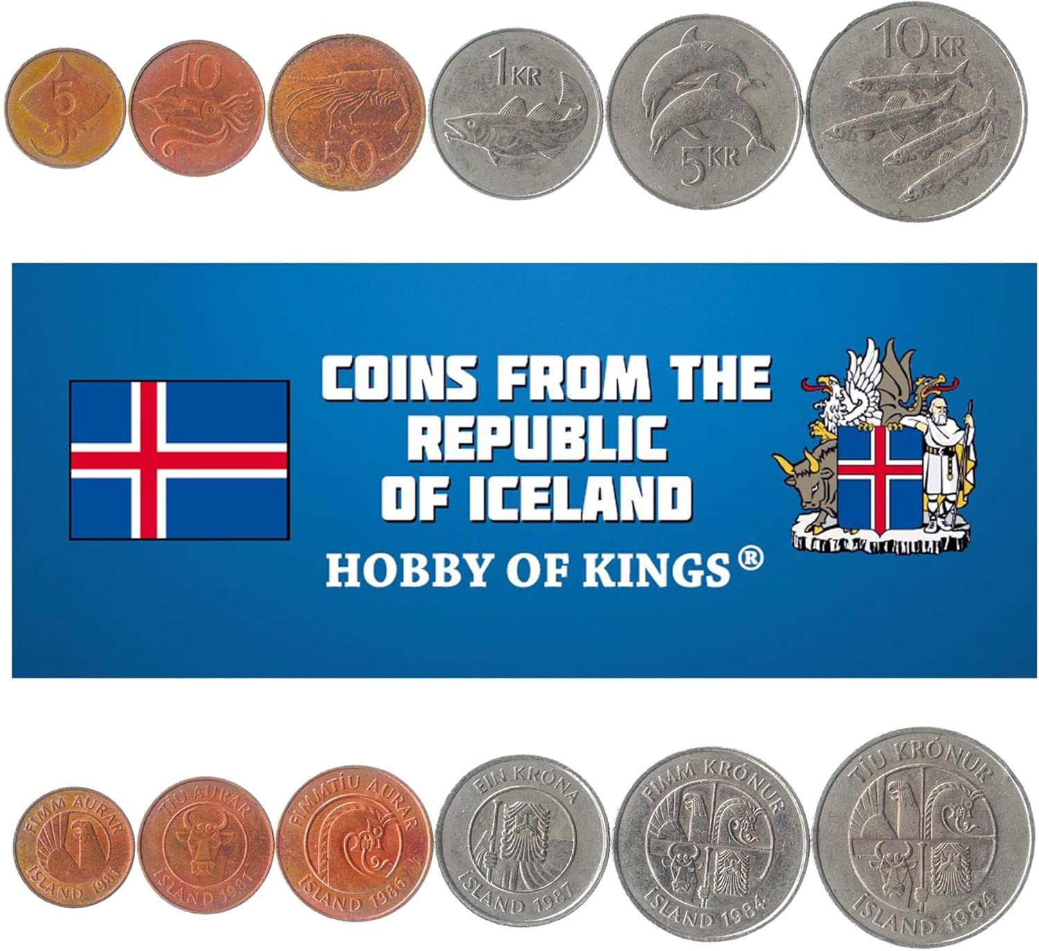 Amazon.com: 6 Coins from Iceland | Icelander Coin Set Collection 5 10 ...