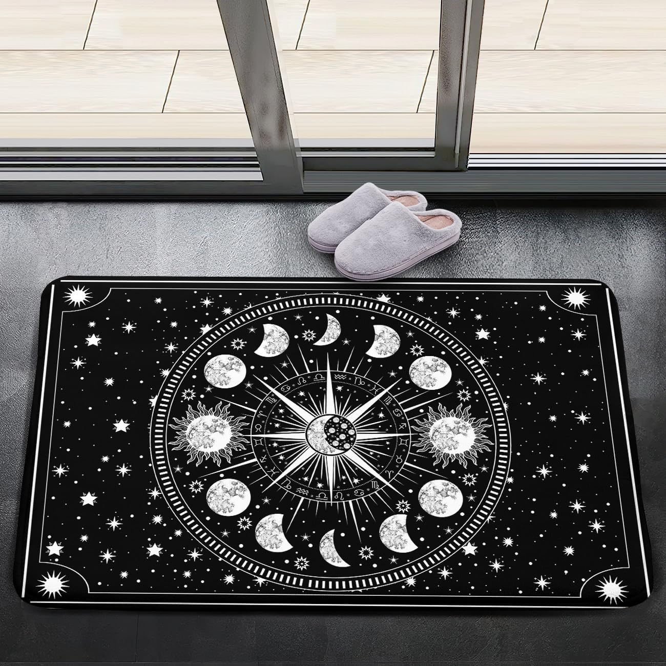Amazon.com: Sun and Moon Rug - Boho Celestial Rug - Black and White ...