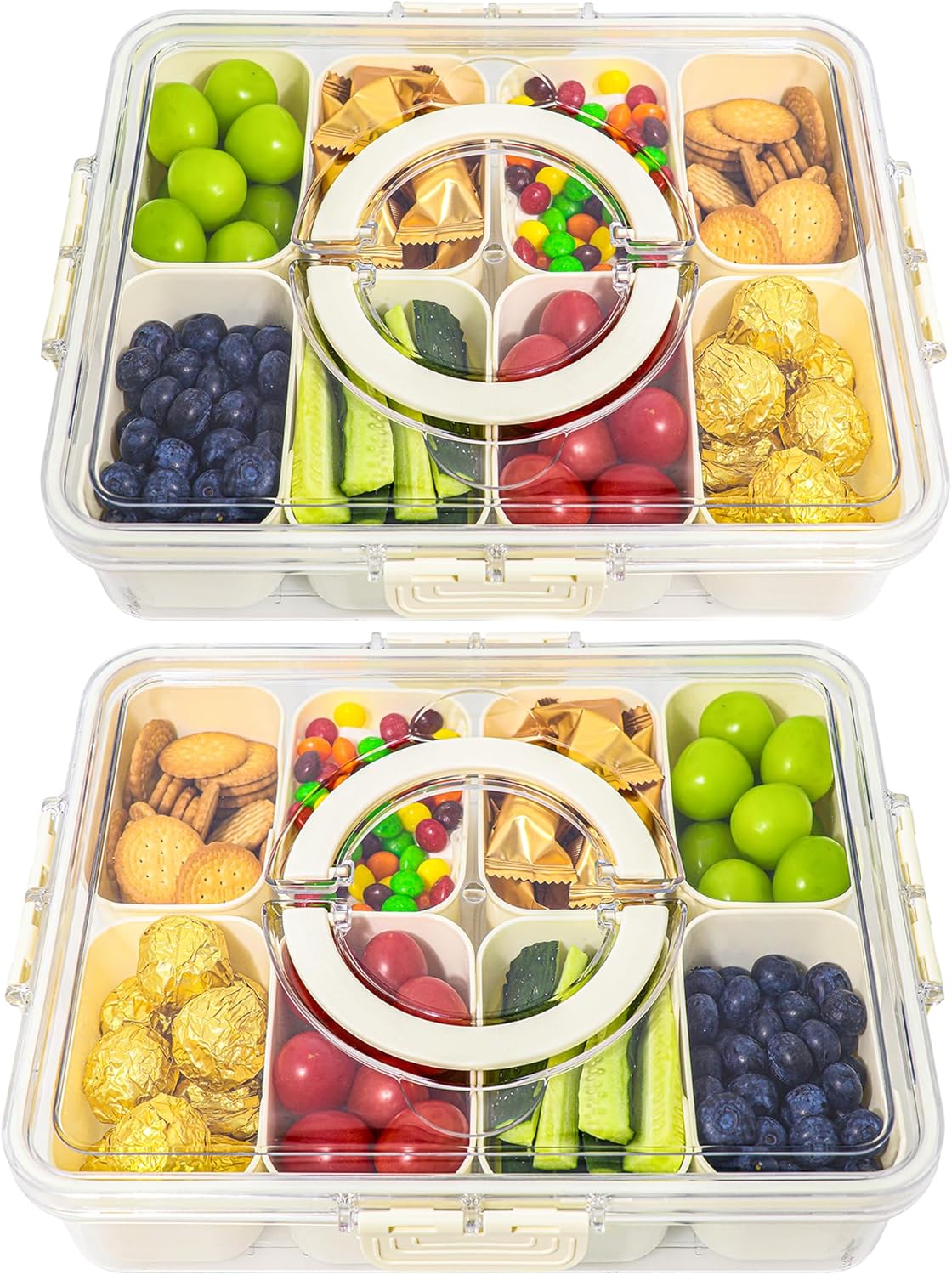 Amazon.com | VTZNOJ 2PCS Divided Serving Tray With Lid, Charcuterie ...