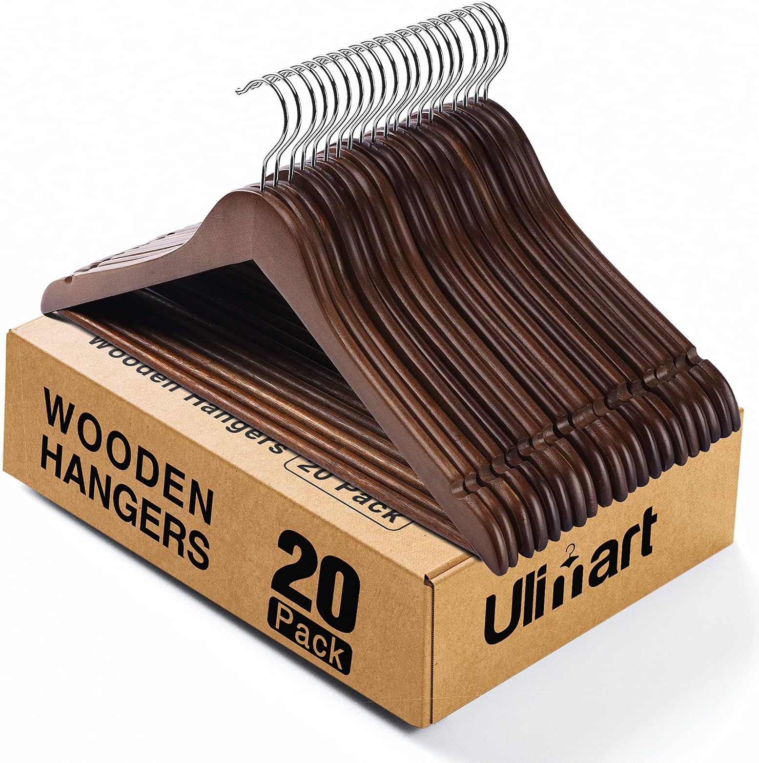 Amazon.com: BGRQRIQ Wooden Hangers 20 Pack - Heavy Duty Shirt Hangers ...