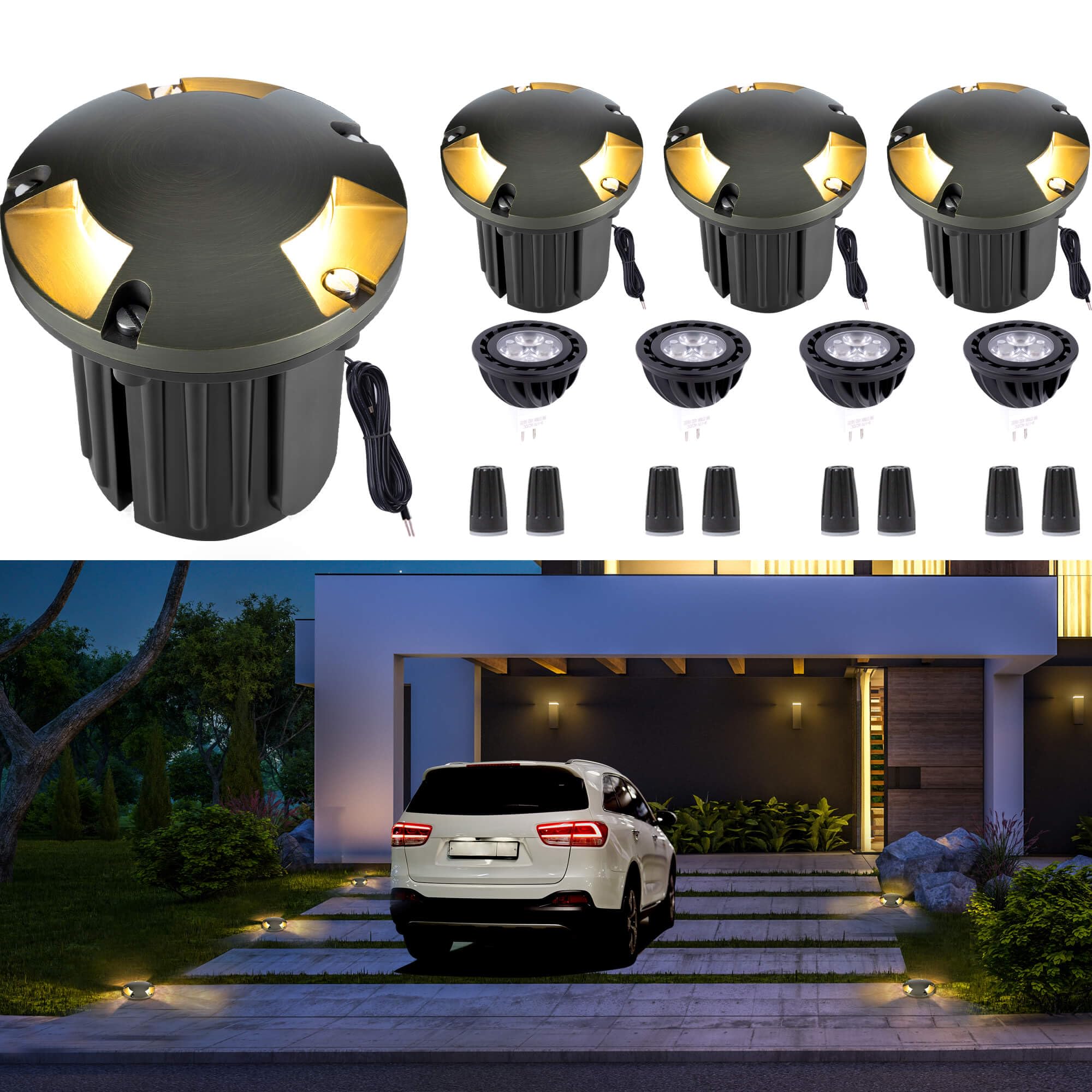 Gardenreet In Ground Well Lights Brass, Low Voltage Landscape Lights ...