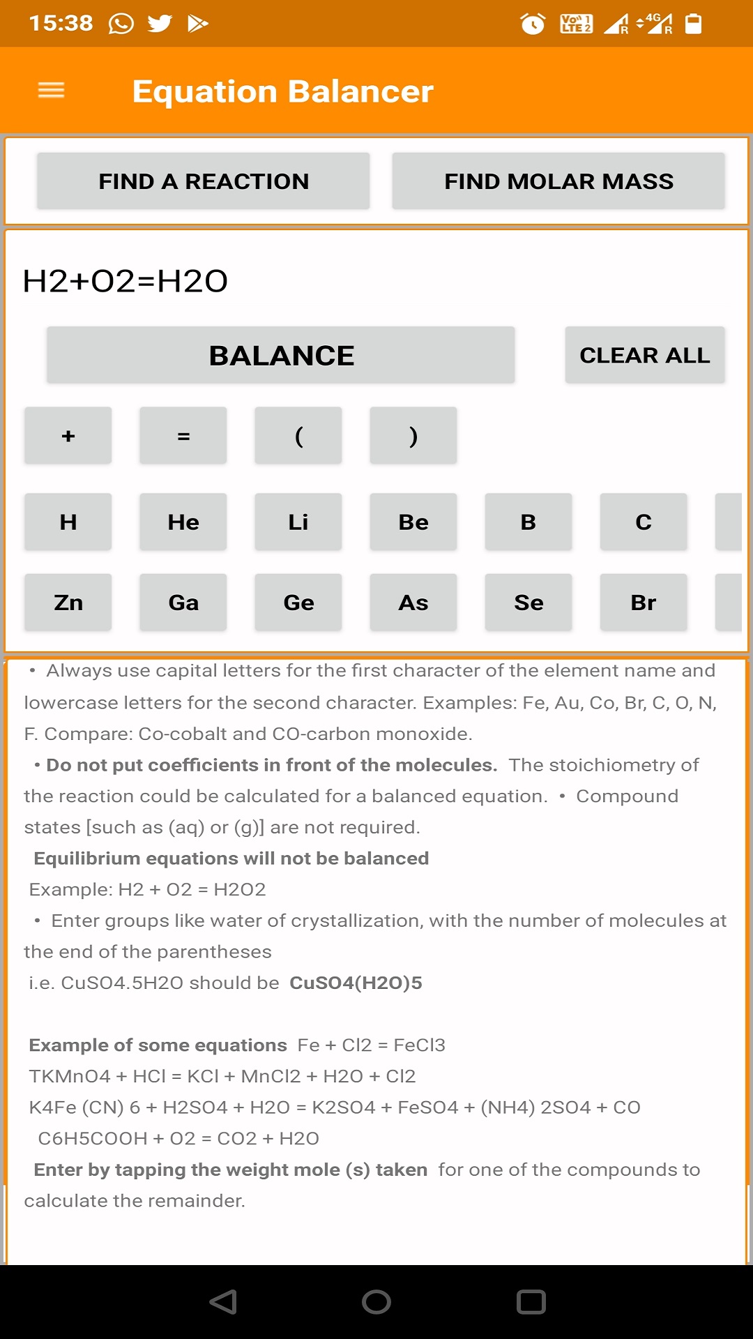 Balance Chemical Equations - Equation Balancer - App on the Amazon Appstore
