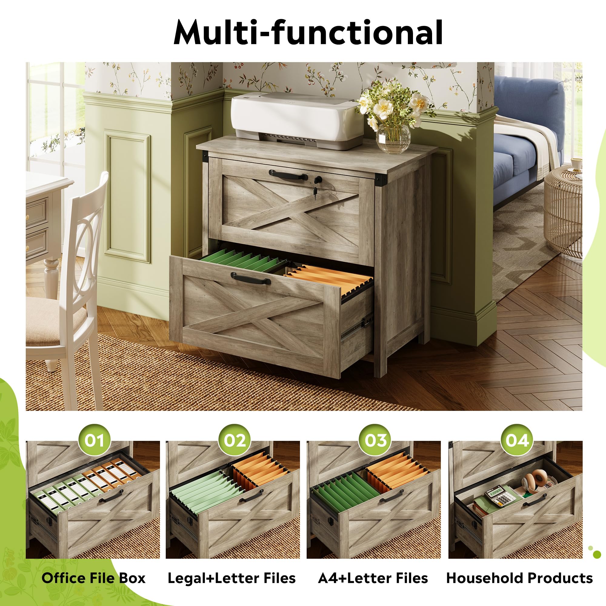 Snapklik.com : DEVAISE 2 Drawer Farmhouse File Cabinet