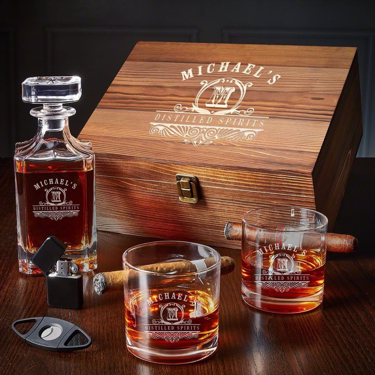 Amazon.com | HomeWetBar Personalized Whiskey and Cigar Glass - Round ...