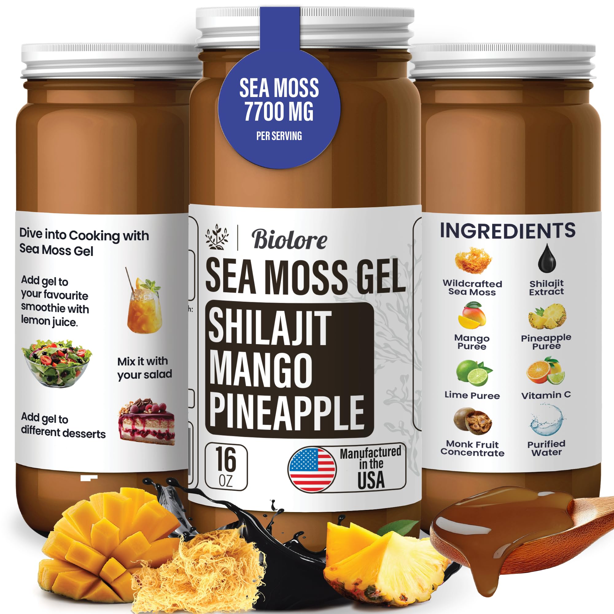 Amazon.com : Biolore Sea Moss Gel 7700mg Shilajit 250mg Made in USA Raw ...