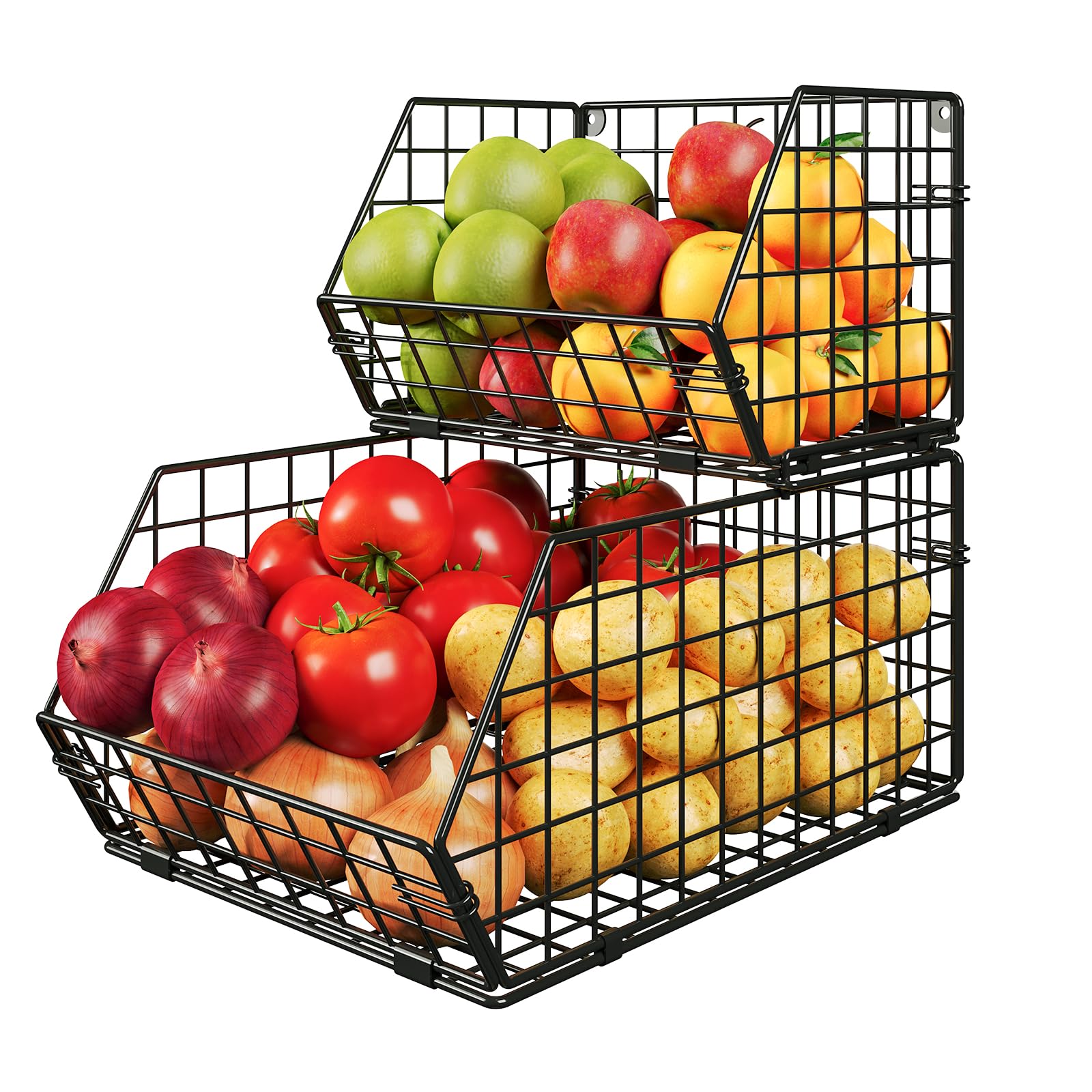 Snapklik.com : 2 Tier Stackable Wire Basket-Kitchen Counter, Pantry ...
