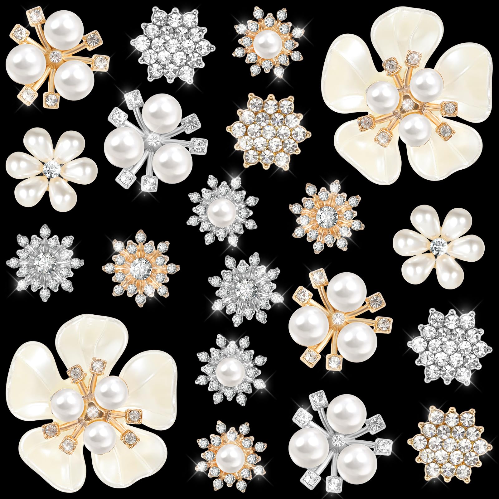 Amazon.com: Nogeqi 20 PCS Pearl Rhinestone Buttons for Clothing Flower ...