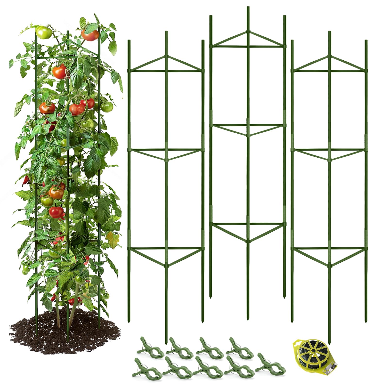 Snapklik.com : GROWNEER 3 Packs Tomato Cages For Garden, 51 Inches ...