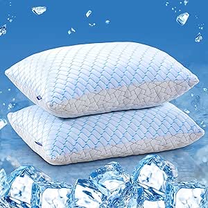 Amazon.com: puredown Pillows Standard Size Set of 2, Shredded Memory Foam Pillows, Cooling ...