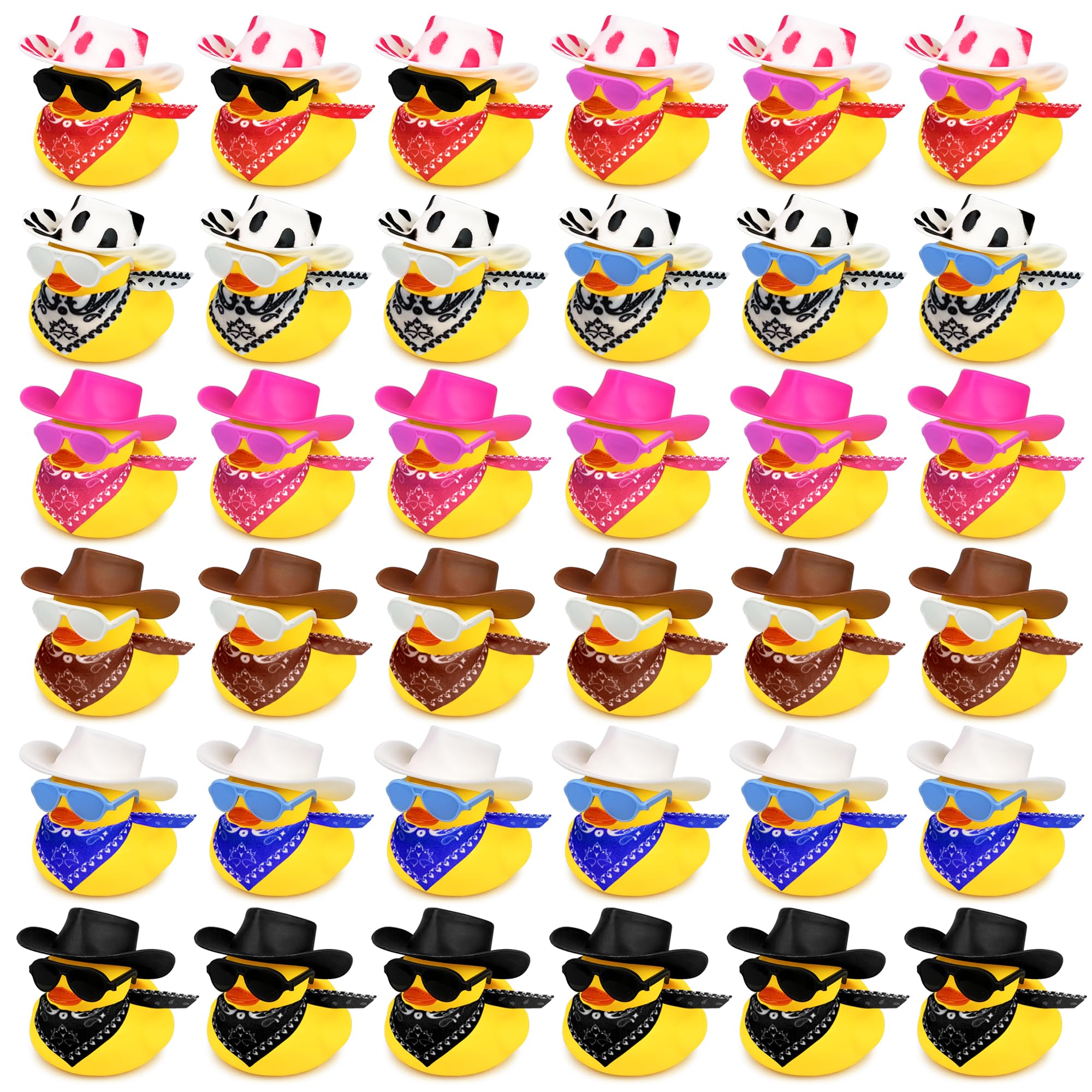 Amazon.com: 36 Sets Cowboy Ducks with Mini Hat Scarf and Sunglasses ...