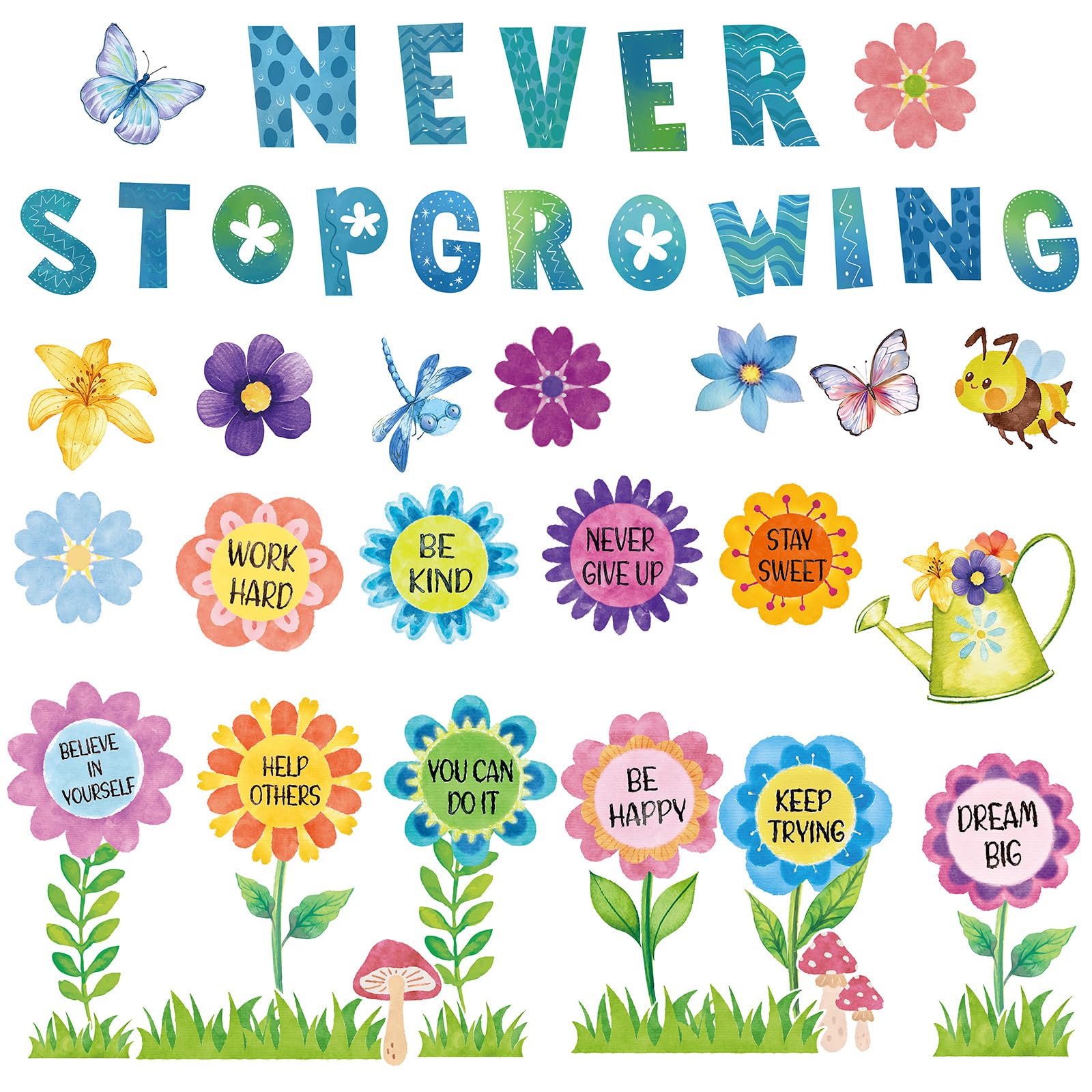 Snapklik.com : 90 Pcs Never Stop Growing Bulletin Board Classroom ...