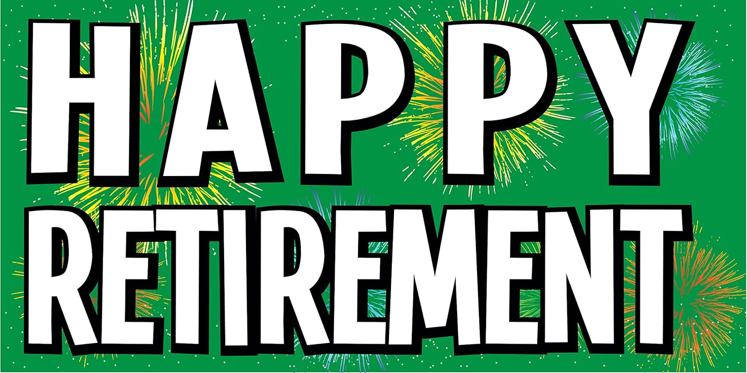Amazon.com: Pre-Printed Happy Retirement Banner - Fireworks - Green (10 ...