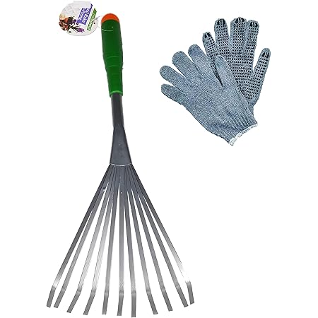 Amazon.com : Garden Guru Stainless Steel Hand Rake Soil Tiller with ...