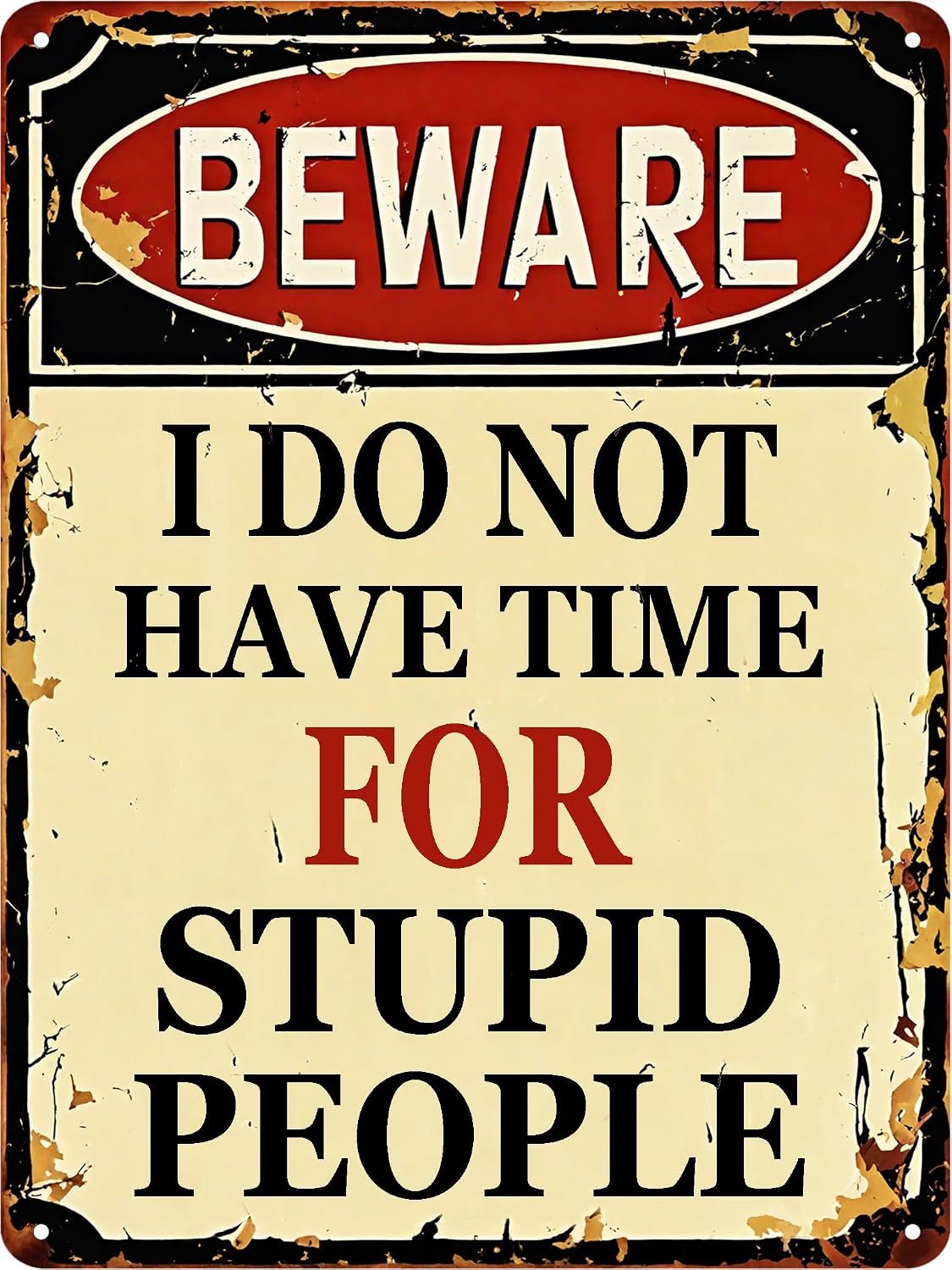Amazon.com: Tommery Vintage Metal Sign - BEWARE I DO NOT HAVE TIME FOR ...