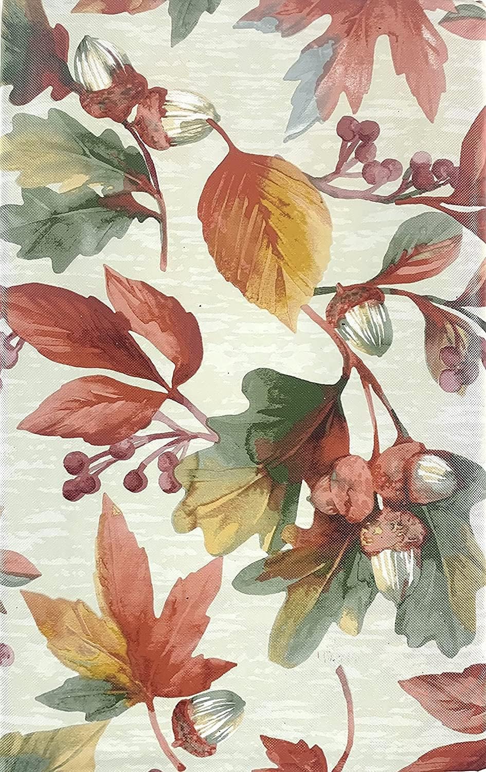 Amazon.com: Serafina Home Fall Autumn Flannel Back Vinyl Tablecloth ...