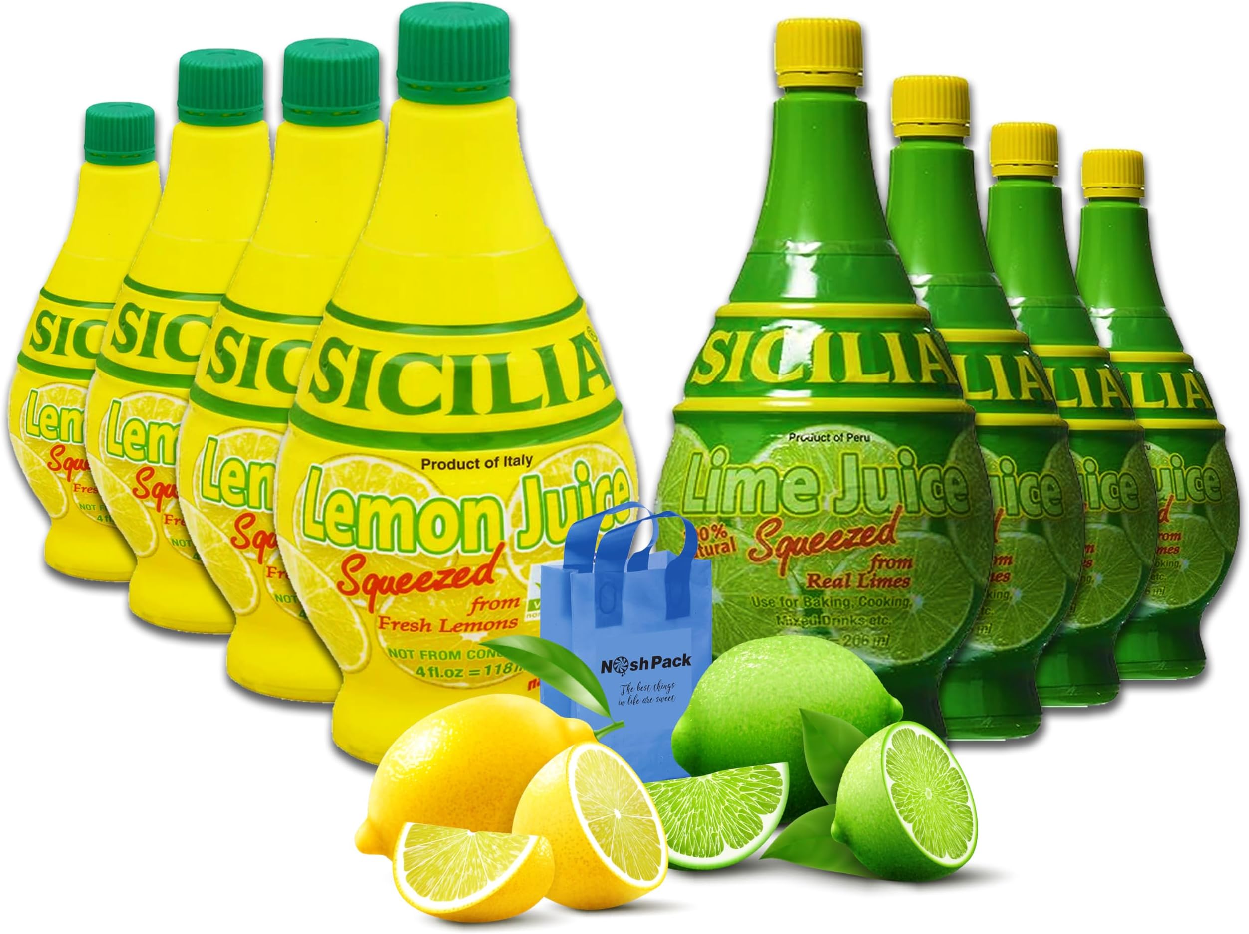 Amazon.com : Sicilia Lemon & Lime Juice Bundle 100% Natural 1 Bottle of ...