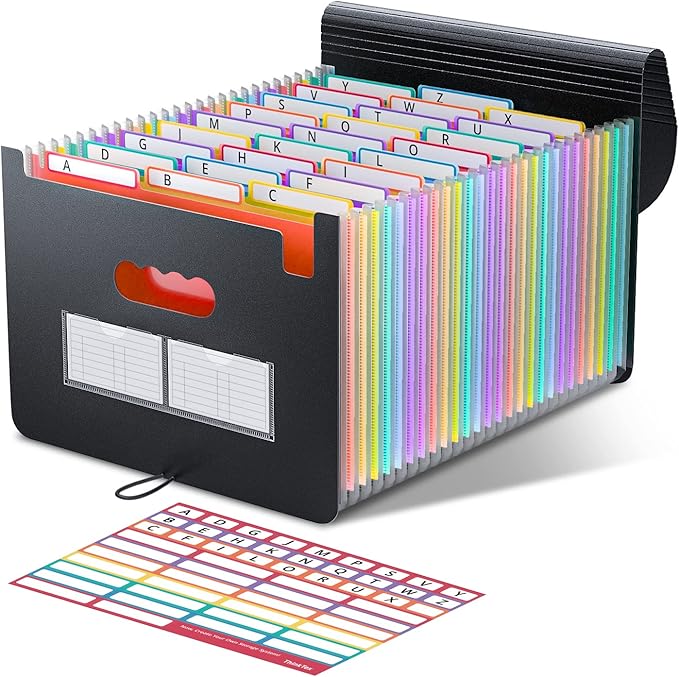 ThinkTex 26 Pockets Expanding File Folder, A-Z Colorful Tabs, Monthly ...