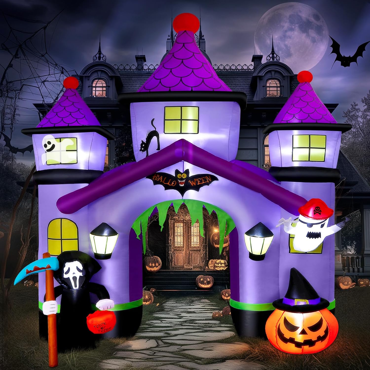 Amazon.com: Alupssuc Halloween Inflatables Giant 10FT Haunted House ...