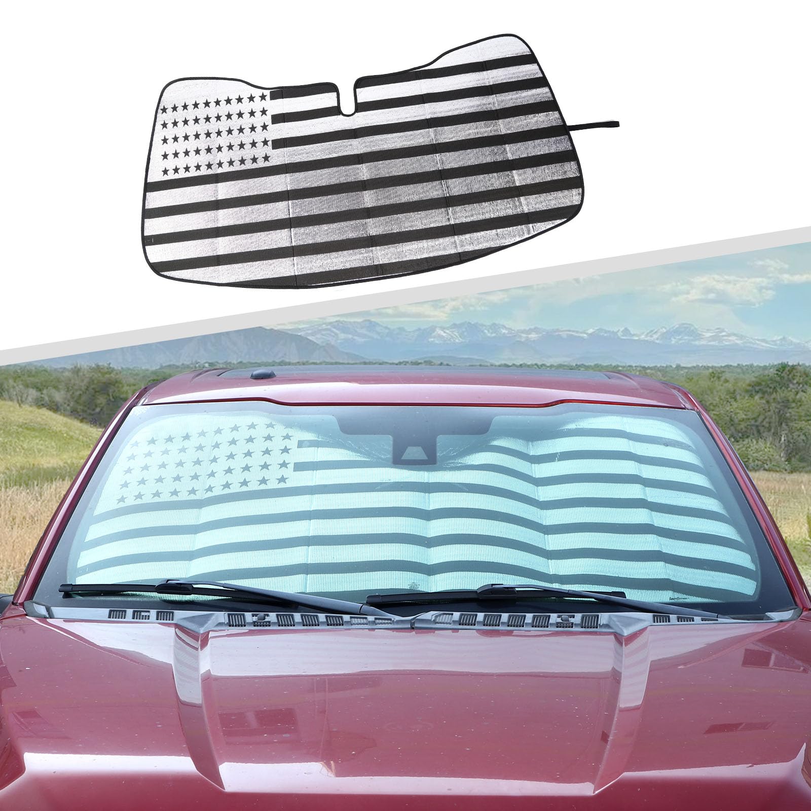 Amazon.com: Jimen Car Shade for F150, American Flag Front Windshield ...
