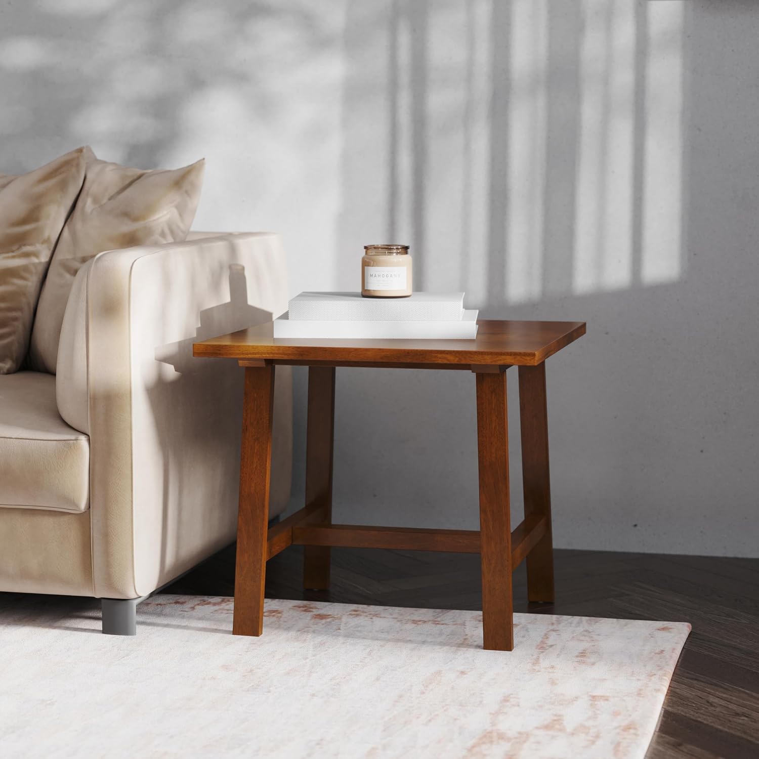 Amazon.com: EMMA + OLIVER Saul Farmhouse Trestle End Table, Rustic ...