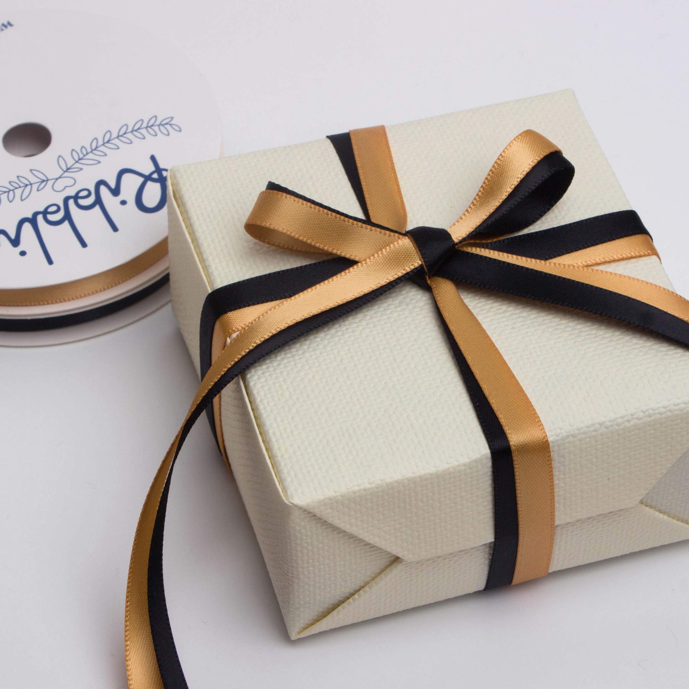 Snapklik.com : Ribbli 2 Rolls Satin Old Gold & Black Craft Ribbon,Total ...