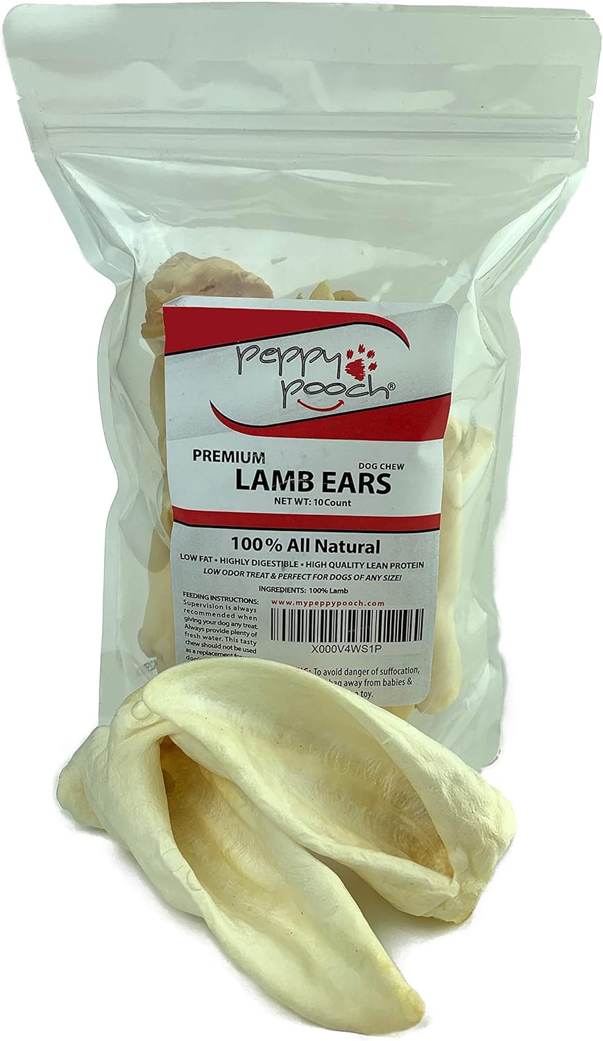 Amazon.com : Peppy Pooch Lamb Ears Treats 10 Pack – All Natural, Low ...