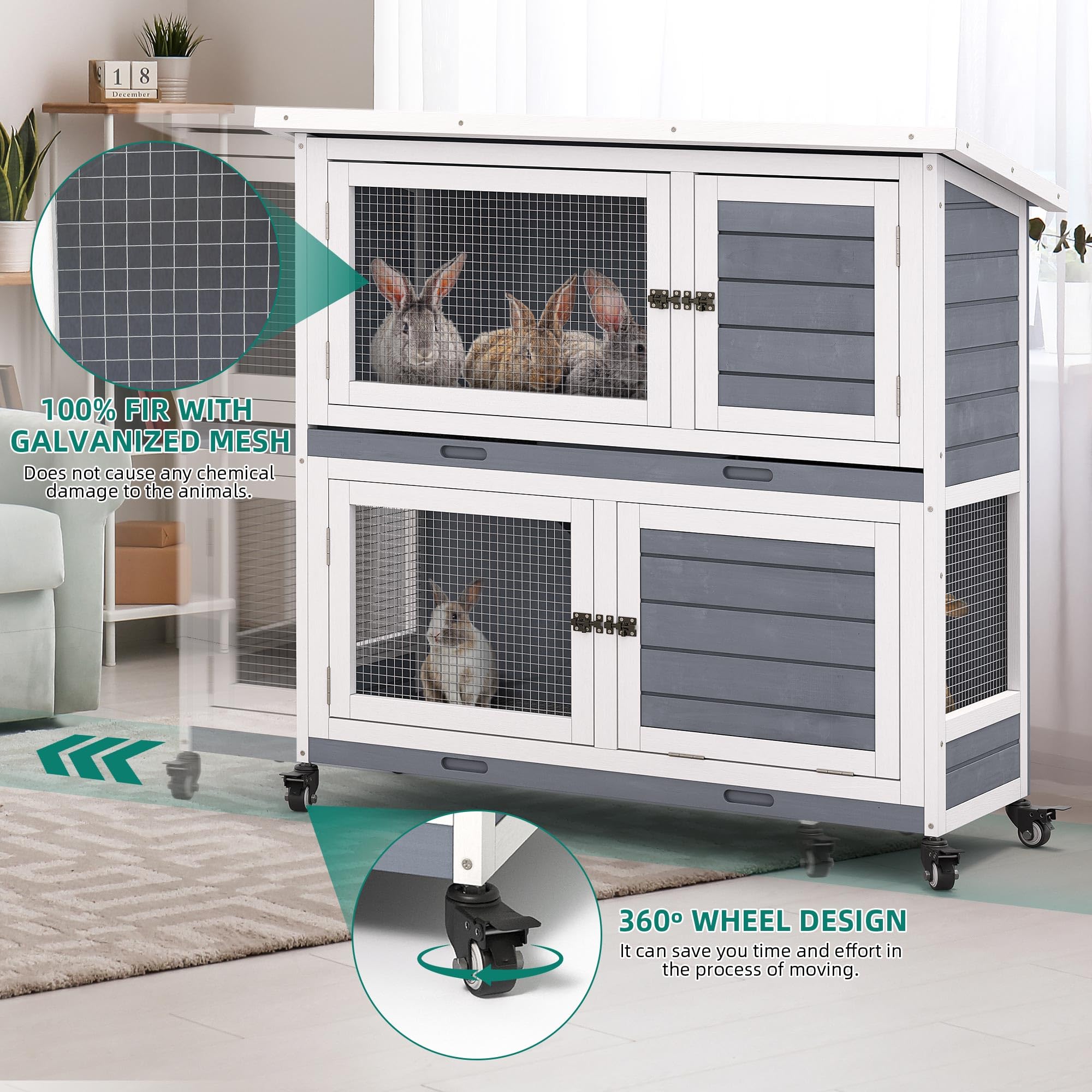 Snapklik.com : YITAHOME Rabbit Hutch Indoor Outdoor Bunny Cage Bunny ...