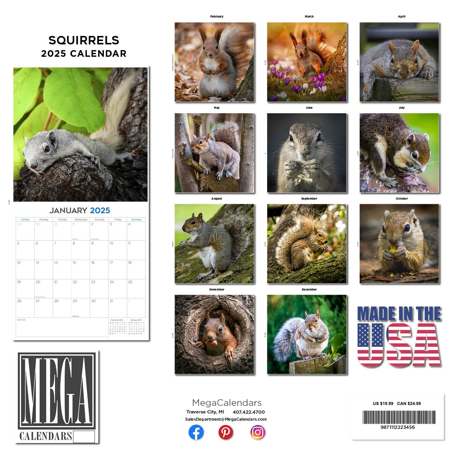 Snapklik.com : 2025 Squirrels Calendar - Dog Breed Wall Calendar - 12 X ...