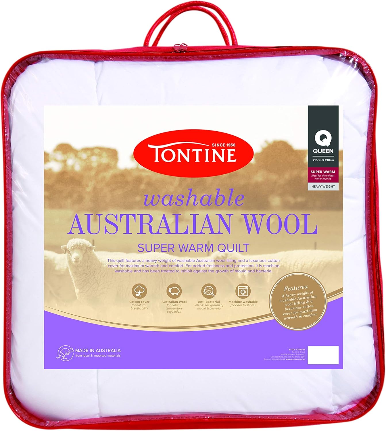 Tontine Washable Australian Wool Quilt Doona, King – Super Warm ...