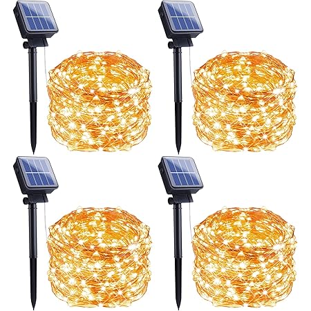 Amazon.com : 2 Pack 100 LED Solar Powered String Lights, Outdoor ...