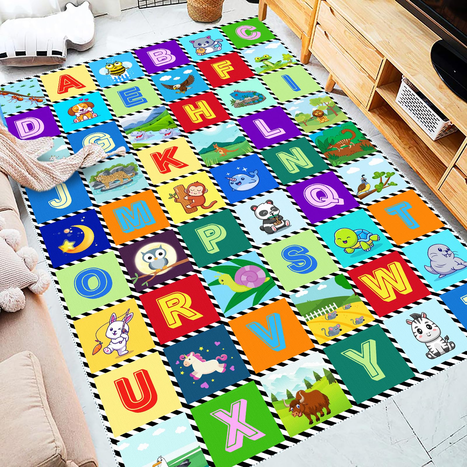 Amazon.com: Sejiarep Kids Alphabet Rug，ABC Carpet Toddler Fun ...