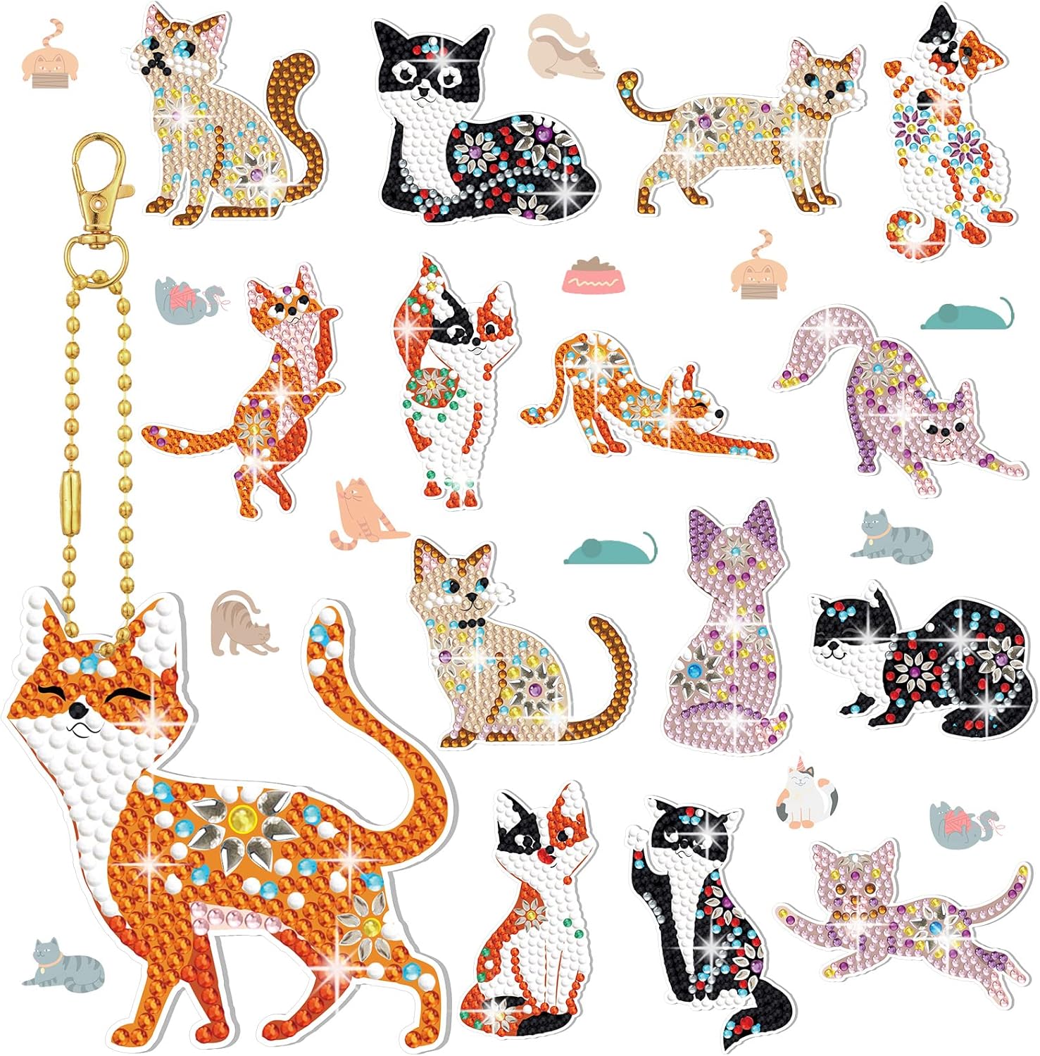 Amazon.com: 15 Pieces Diamond Painting Keychains Diamond Art Keychains ...