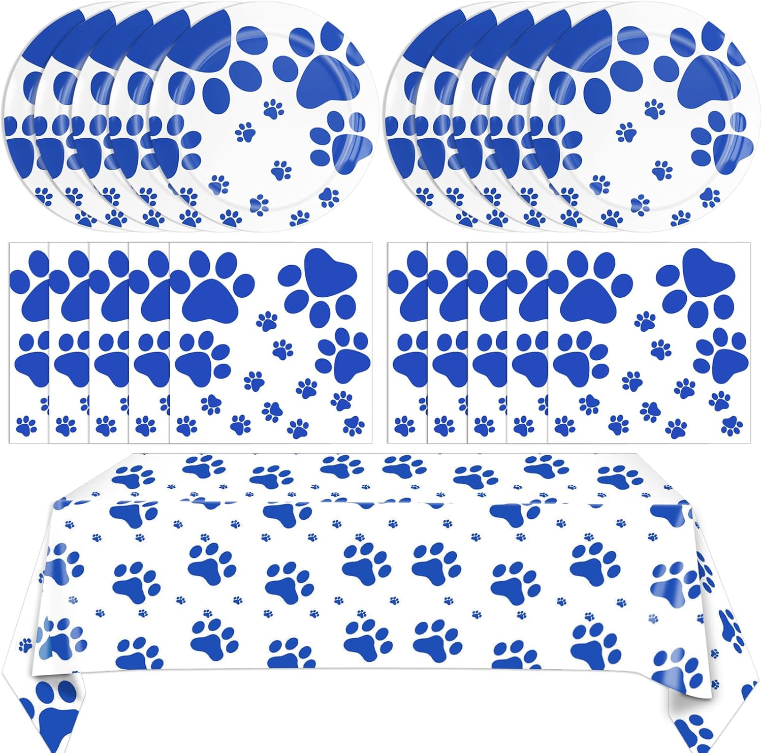 Amazon.com: 41PCS Blue Dog Paw Prints Birthday Party Supplies Include ...