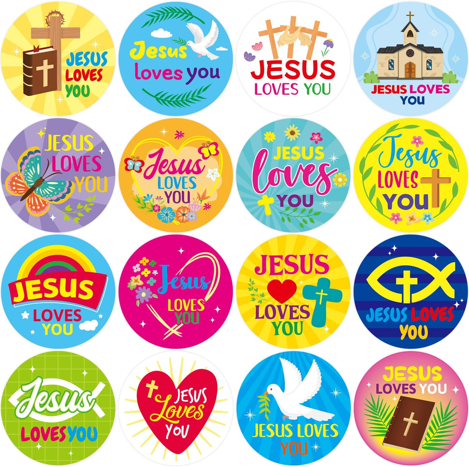 Amazon.com: 600pcs Christian Religious Round 1" Jesus Stickers for Kids ...