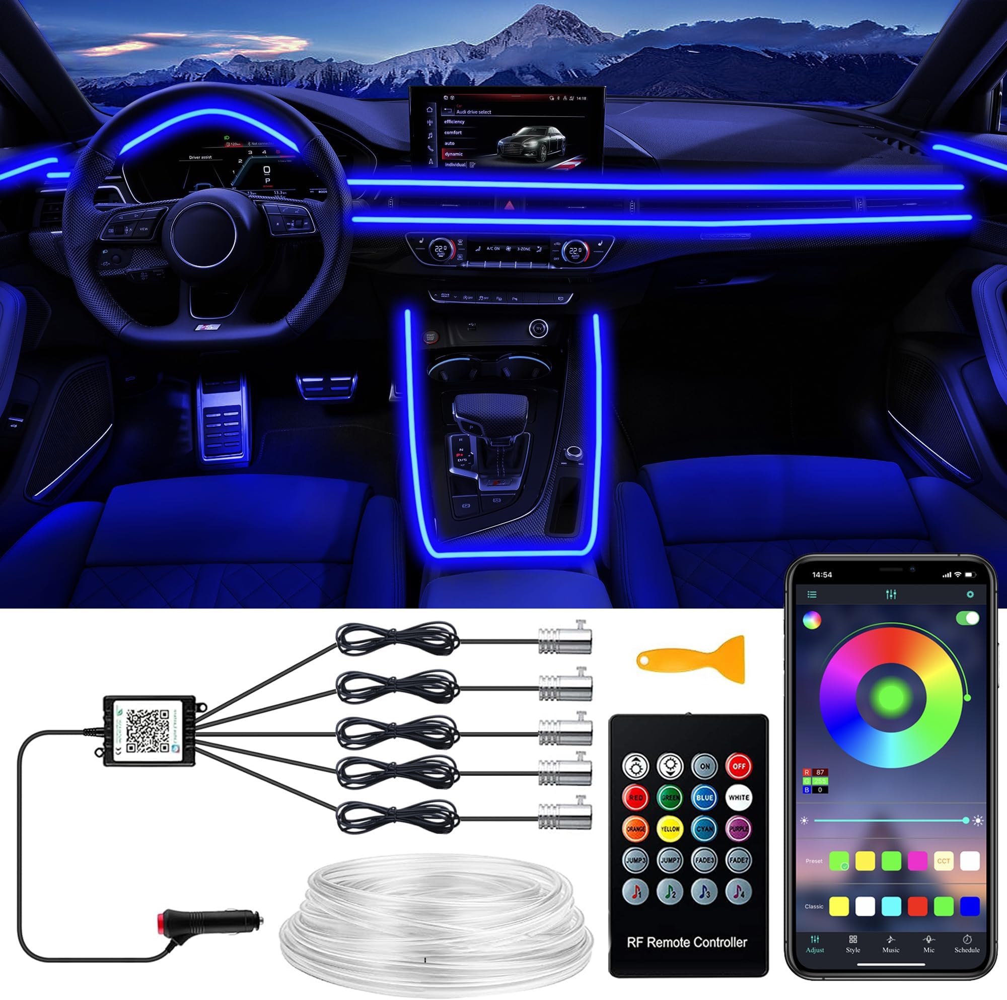 Amazon.com: SAMGCHI Interior Car Lights, 5 in 1 RGB Ambient Lighting ...