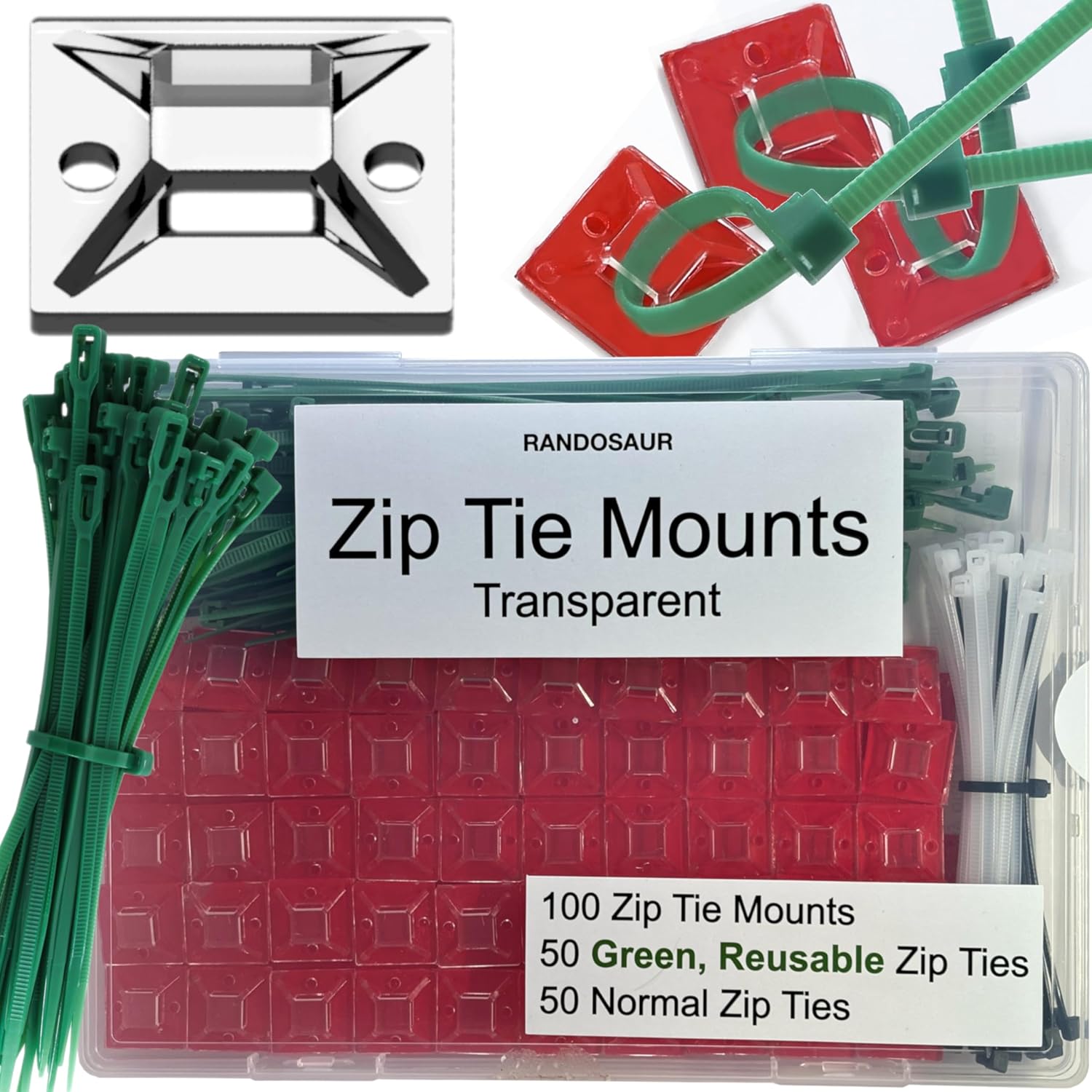 Amazon.com: Transparent Zip Tie Mounts (3/4") Invisible Organization ...
