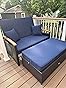Amazon.com: Moccha Outdoor Wicker Daybed, Patio Rattan Loveseat Sofa w/ 4-Level Adjustable ...