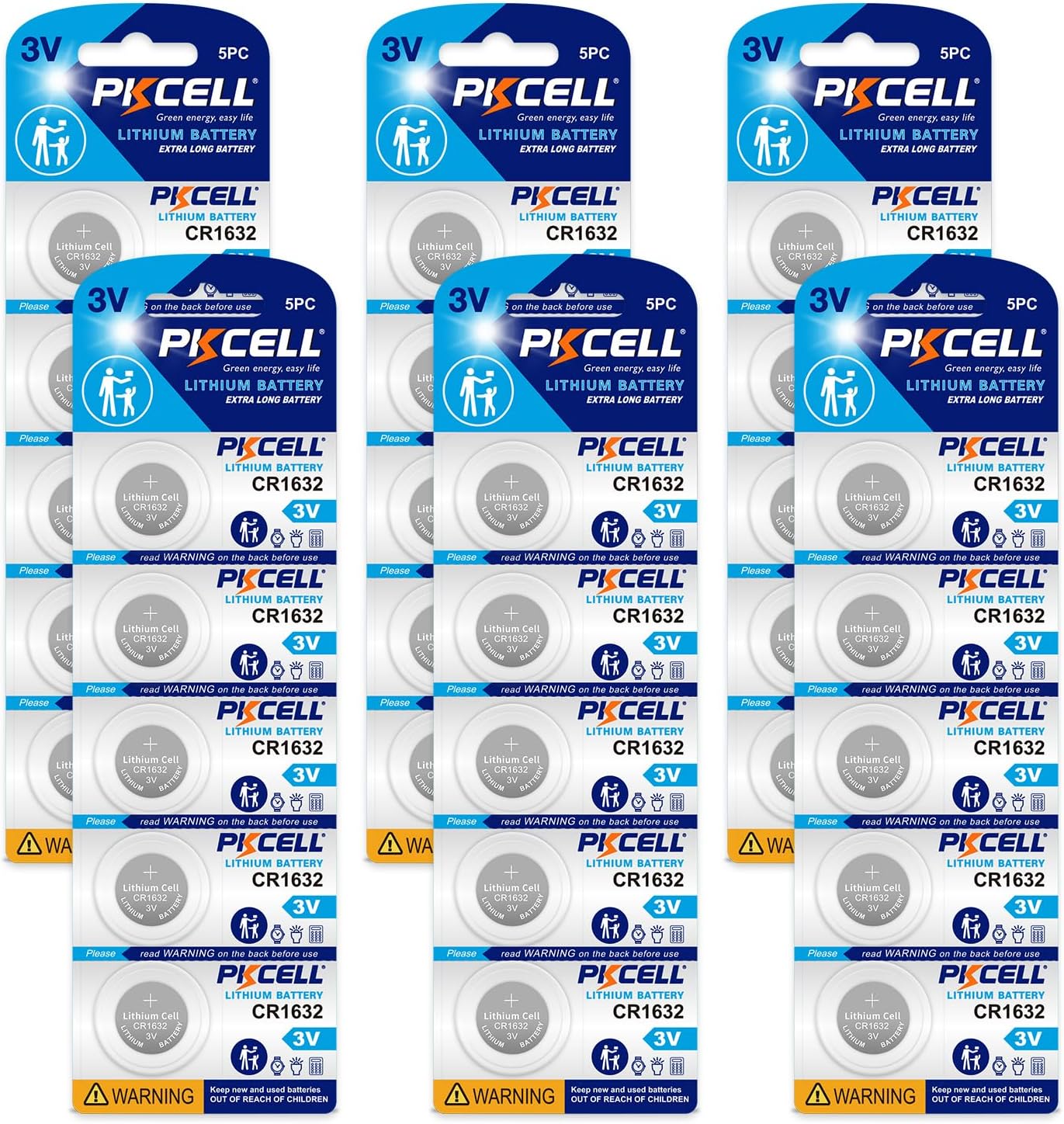 Amazon.com: PKCELL CR 1632 Lithium Battery 3V CR1632 Battery (30-Count (Pack of 1)) : Health ...