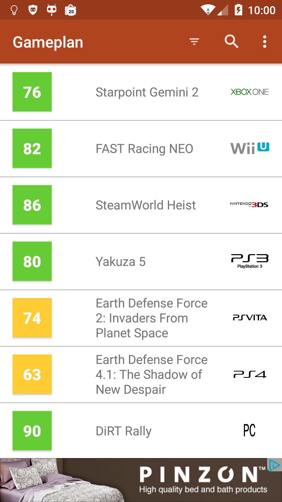 GamePlan: Games on Metacritic - App on Amazon Appstore