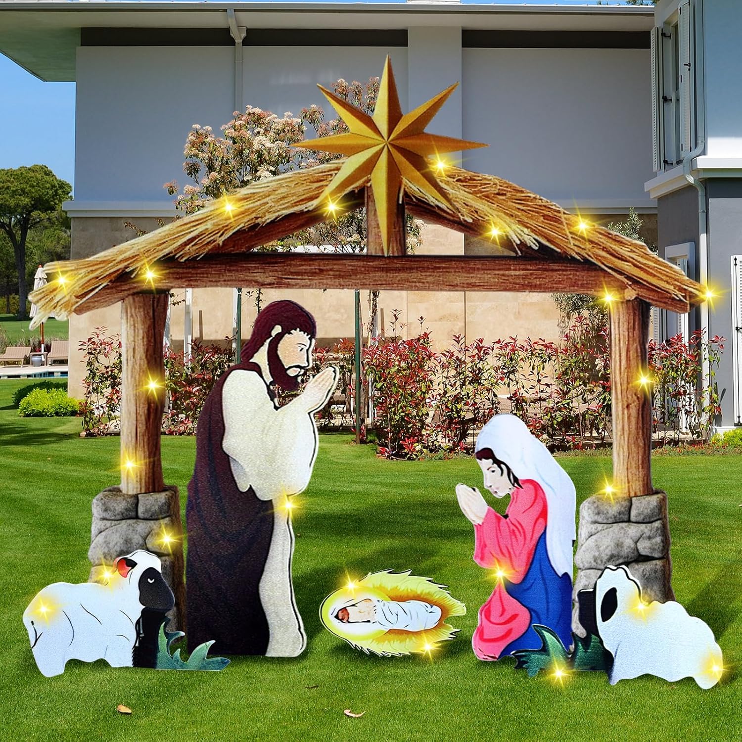 Amazon.com: Moukeren 4 Pcs Christmas Nativity Scene Nativity Set ...